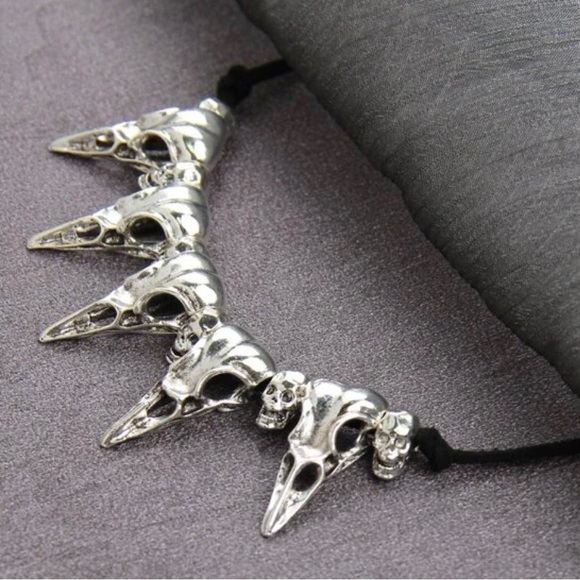 Jewelry | Bird Skull Bib Long Beak Avian Silver Skeleton Goth Choker ...